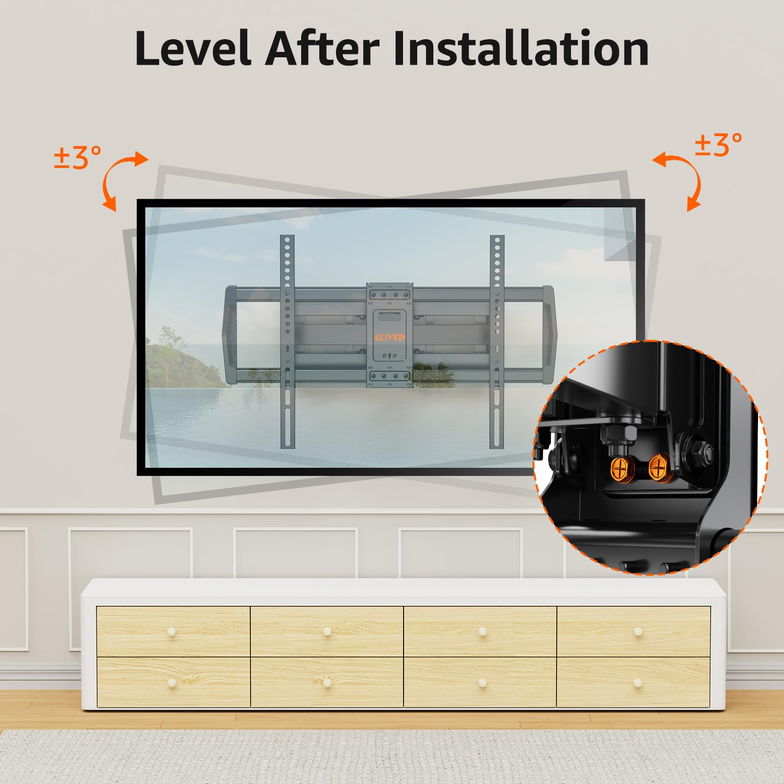 ELIVED TV Wall Mount for Most 42-82 Inch Flat Curved TVs, Full Motion Wall Mount TV Bracket Swivel and Tilt TV Mount with Articulating Arms, Fits 12"-16" Wood Studs, Max VESA 600x400mm, 100 lbs