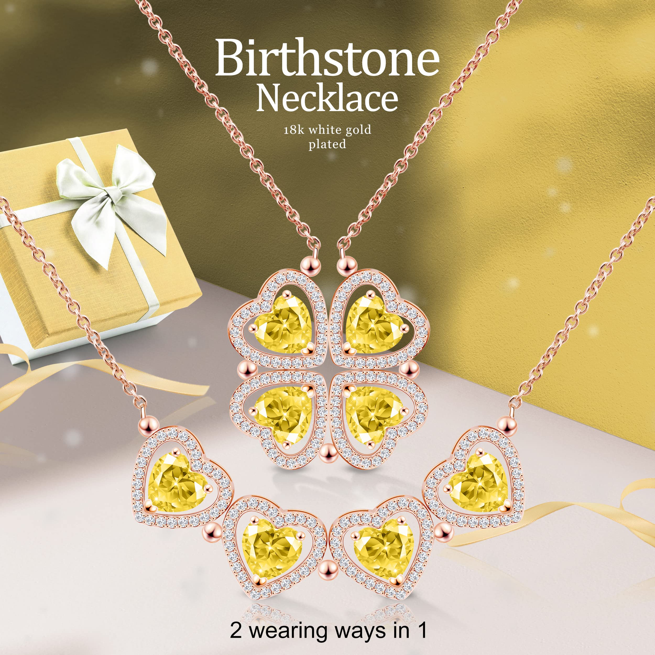 Beauyist 2 IN 1 Lucky Four Leaf Clover Necklaces for Women