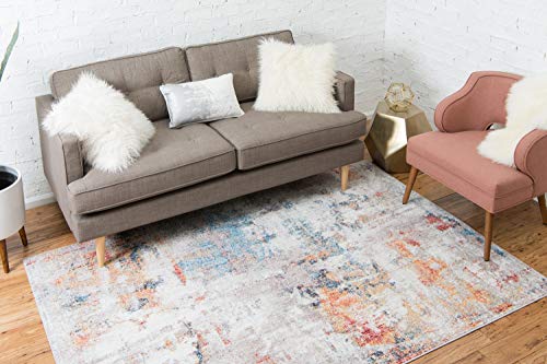 Unique Loom Rainbow Collection Modern Abstract Watercolor Multi Area Rug (8' 0 x 11' 0)