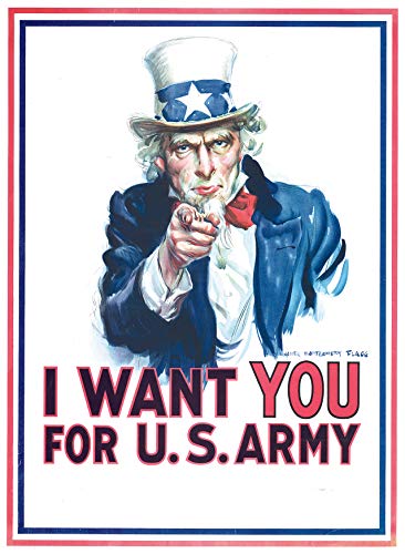 PalaceLearning Uncle Sam - I Want You for U.S. Army Poster - World War 2 Poster - WW2 - (Laminated, 18" x 24")