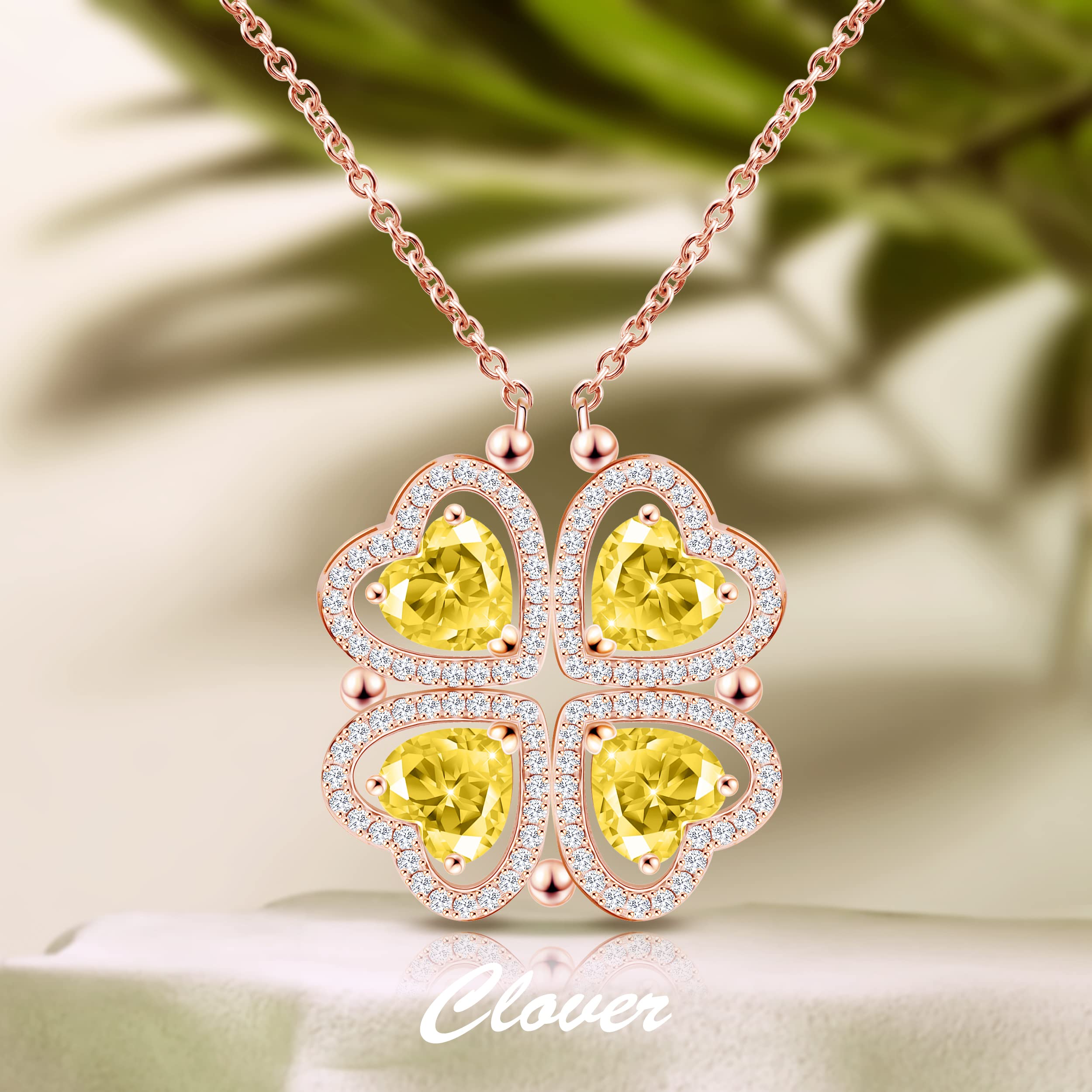 Beauyist 2 IN 1 Lucky Four Leaf Clover Necklaces for Women