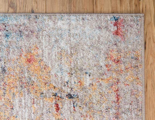 Unique Loom Rainbow Collection Modern Abstract Watercolor Multi Area Rug (8' 0 x 11' 0)