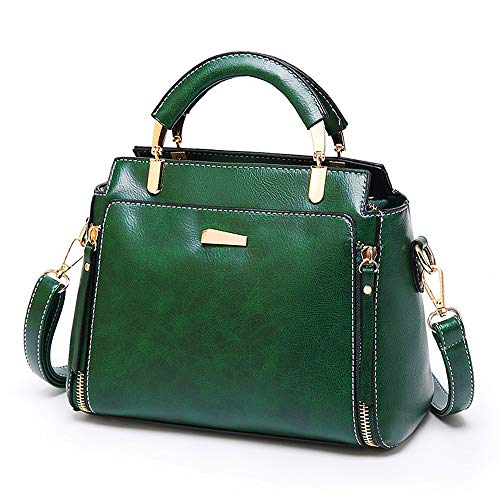 Mn&Sue Vintage SatchelHandbags for Women Shoulder Bag Work Tote Cross Body Messenger Bag (Dark Green)