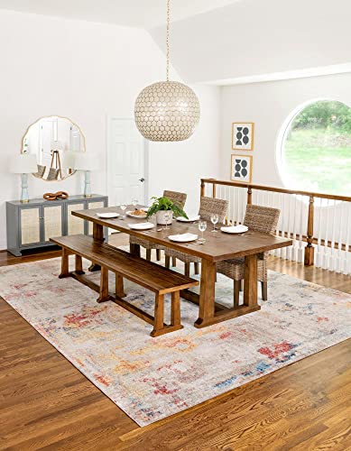 Unique Loom Rainbow Collection Modern Abstract Watercolor Multi Area Rug (8' 0 x 11' 0)