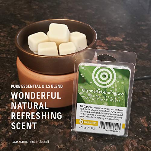 I & Candle, (Set of 4) Orange & Citrus / Lavender / Citronella & Lemongrass / White Tea Aromatherapy Wax Melts. 100% Soy Wax Non-GMO. Made in the USA