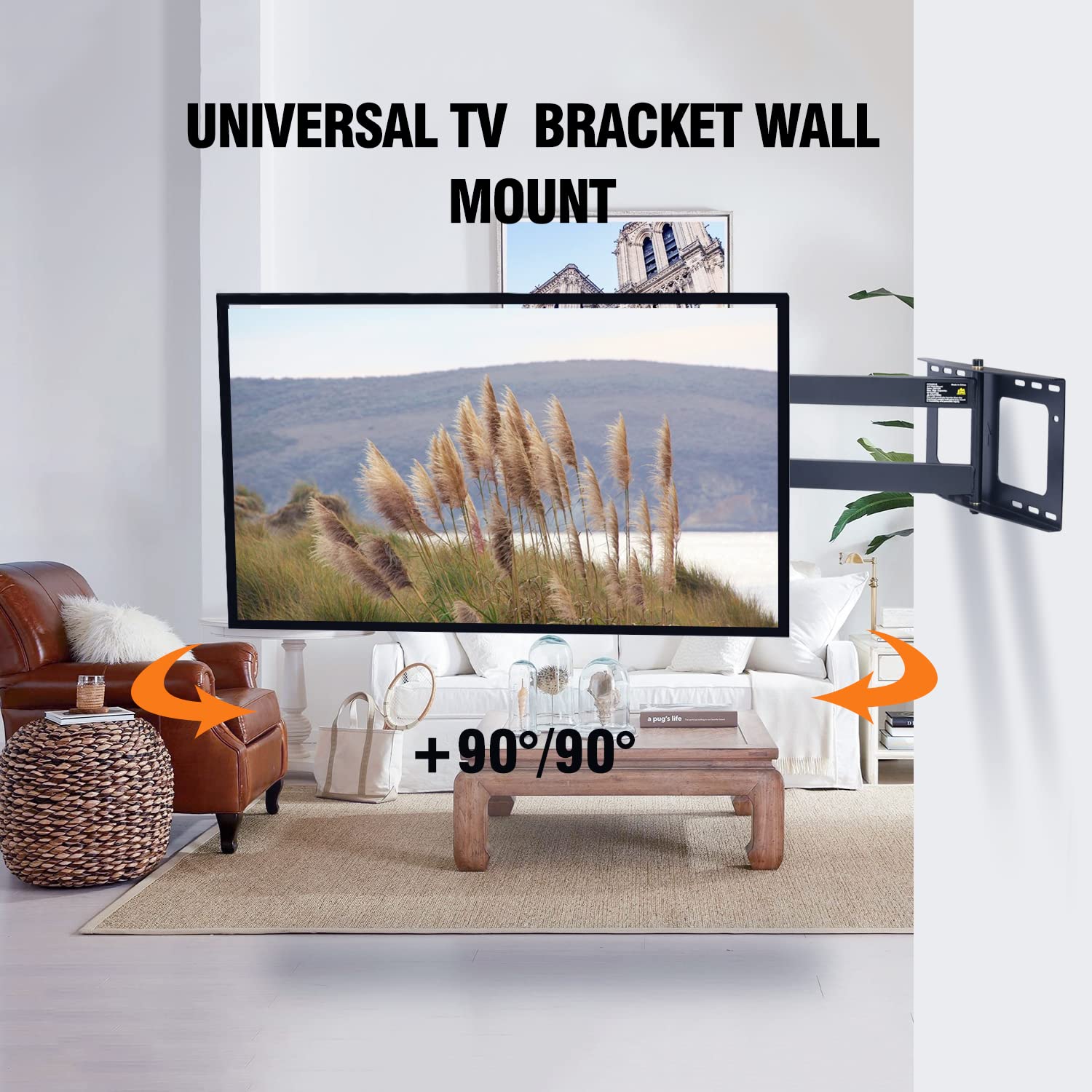 FORGING MOUNT Long Arm TV Wall Mount,Full Motion Wall Mount TV Bracket with 43" Extension Articulating Arm Universal TV Mount, Fits 26-65" Flat/Curve TVs/Monitors,Holds 99 lbs,Max VESA 400x400mm