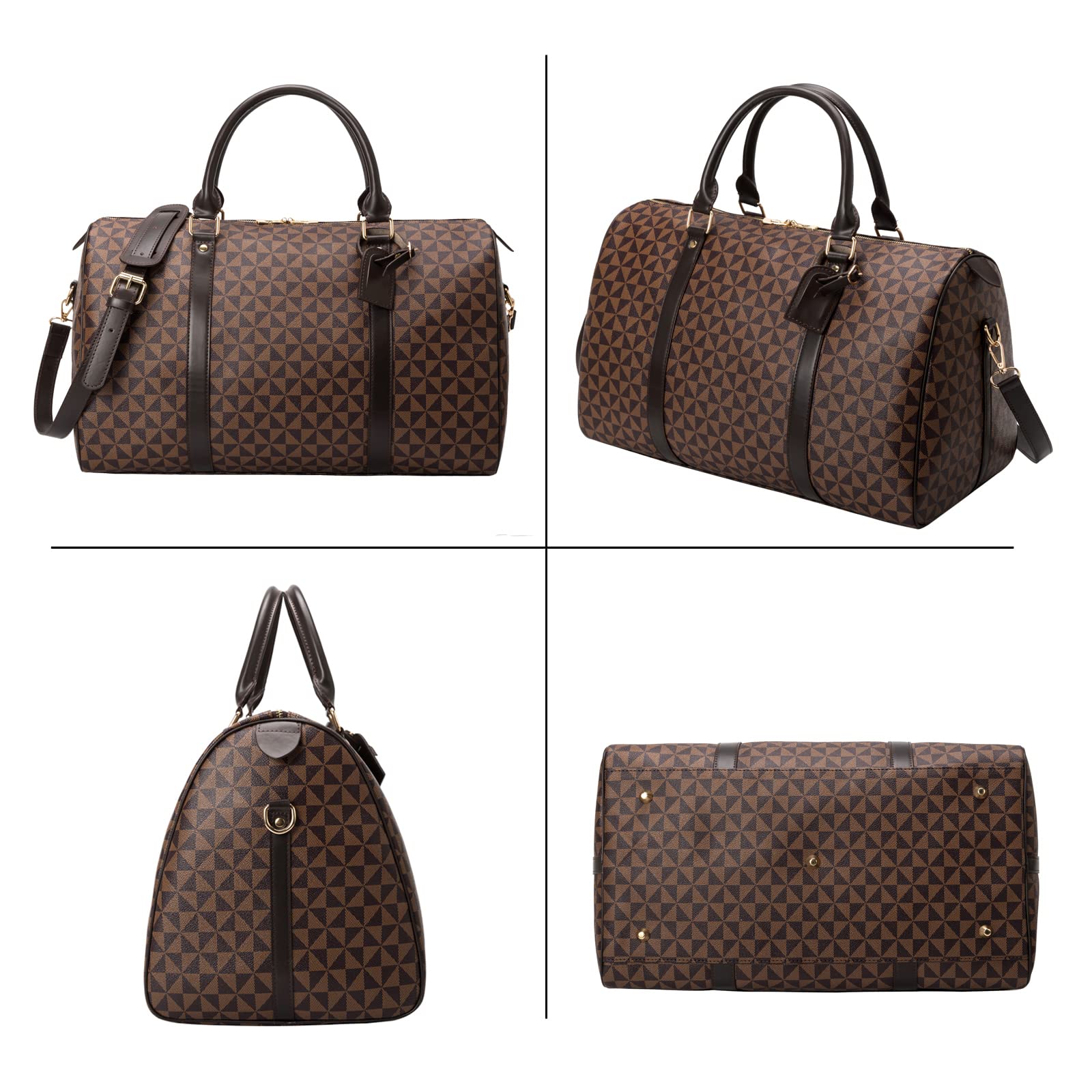 Men's Travel Duffel Bag CHENFANS Leather Large Capacity Weekend Luggage Tote Bag - Versatile Carry Large Travel Tote for Gym Vacations