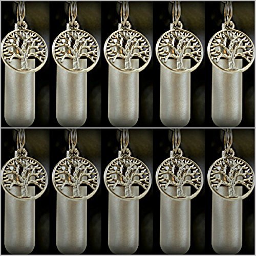 Wholesale Set of 10 - Tree of Life Personal Cremation Urn Keychain/Keepsakes with Velvet Pouches & Fill Kit