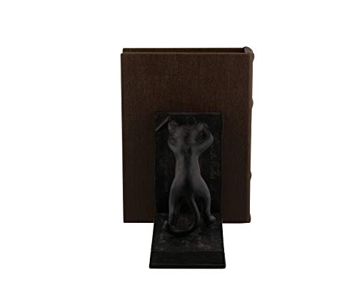 Deco 79 Polystone Cat Reading Bookends, Set of 2 7"H, 6"W, Black