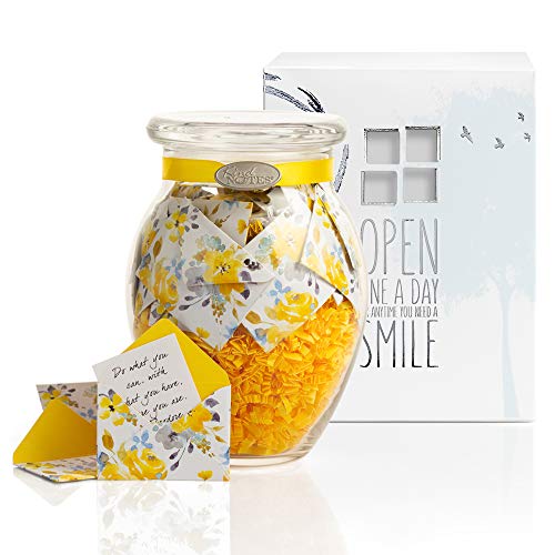 KindNotes Glass Keepsake Gift Jar with Positive Thoughts - Morning Sunshine Design