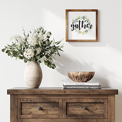 Barnyard Designs Gather Sign Rustic Primitive Country Farmhouse Home Decor Wall Sign 13" x 13”