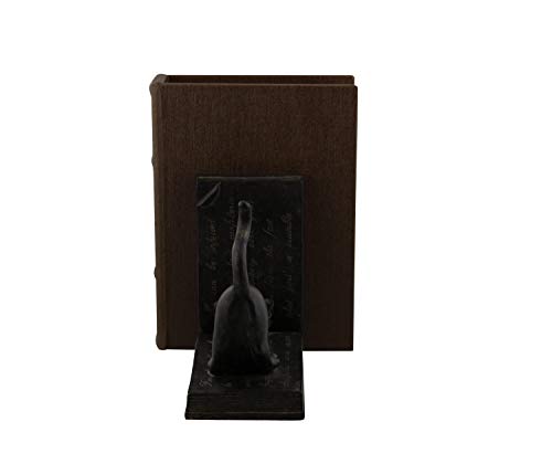 Deco 79 Polystone Cat Reading Bookends, Set of 2 7"H, 6"W, Black