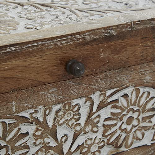 Deco 79 Mango Wood Floral Box with Hinged Lid, Set of 3 8", 10", 12"W, Brown