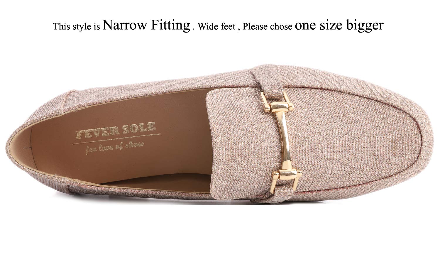 FEVERSOLE Women's Fashion Trim Deco Loafer Slippers Rose Gold Lurex 9 M US