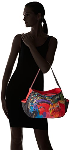 Laurel Burch 80367 Medium Hobo Zipper Top 15"X4.5"X9", Wild Horses of Fire