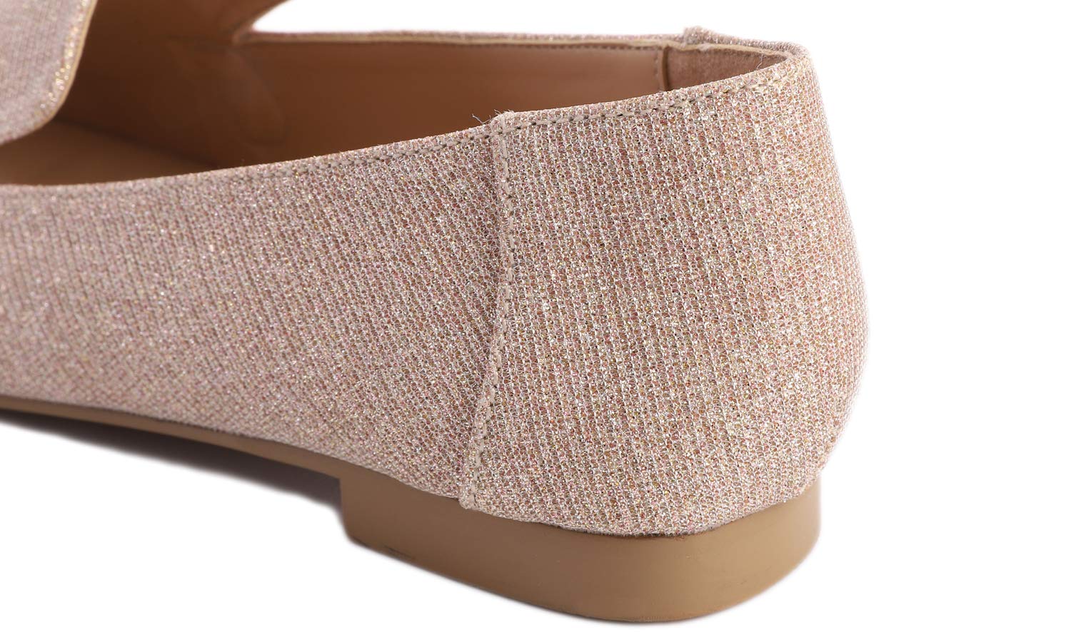 FEVERSOLE Women's Fashion Trim Deco Loafer Slippers Rose Gold Lurex 9 M US