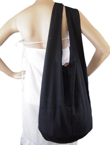 BTP! Thai Monk Buddha Cotton Sling Crossbody Messenger Bag Purse Hippie Hobo Black XL1
