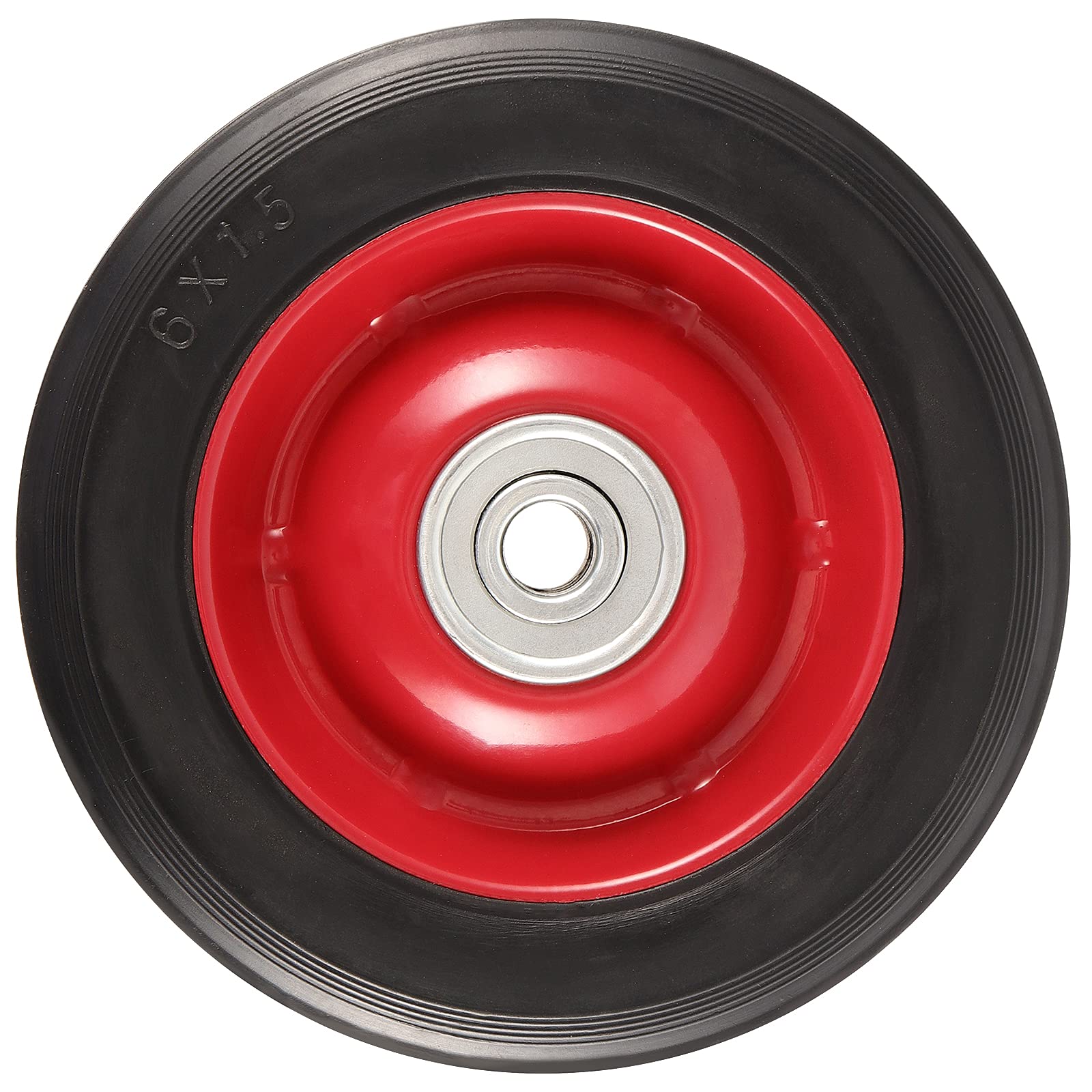 FUNSUEI 4 Pack Solid Rubber Flat Free Tire, 6 Inch x 1.2 Inch Hand Truck Wheel, Solid Rubber Wheel with Ball Bearing and 5/8 Inch Axle Diameter, 350 lbs Capacity