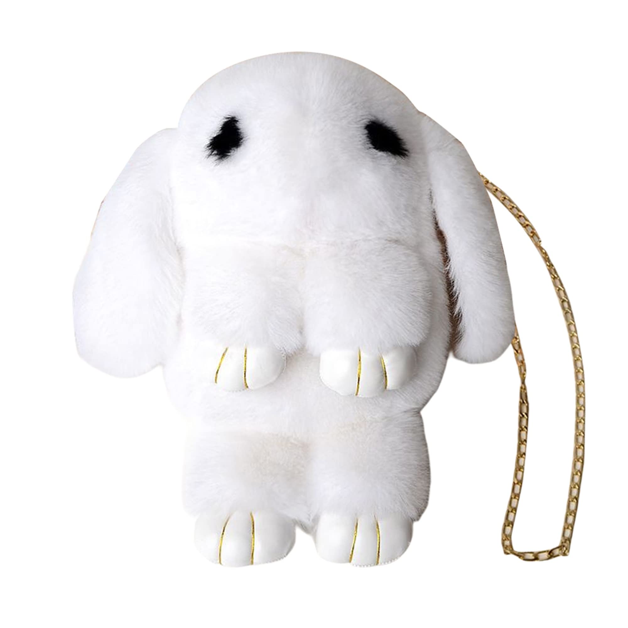 YUNPLAN Faux Rabbit Fur Crossbody Shoulder Bag, Stuffed Animal Backpack for School Girls, Cute Cartoon Bag Cosplay Shoulder Bag
