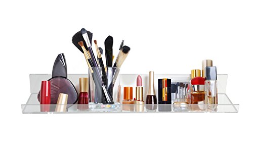 My Charity Boxes 15" Floating Wall Mounting Bookshelf for Kids Room;Clear Acrylic Bathroom Shelves Cosmetics Organizer, Spice Rack or Wall Décor Display (2 Pack)