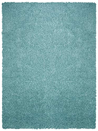 SAFAVIEH Primo Shag Collection 8' x 10' Aqua PRM300J Solid Non-Shedding Living Room Bedroom Dining Room Entryway Plush 1.2-inch Thick Area Rug