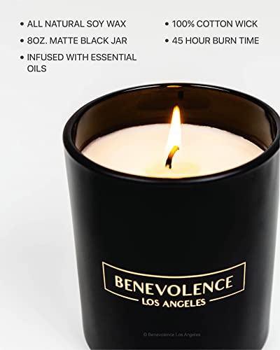 Premium Oud Wood Hand Poured Scented Candles, 8 oz | 45 Hour Burn, Long Lasting, Highly Scented, All Natural Soy Candles | Relaxing Aromatherapy Candle with Matte Black Glass Gift Box