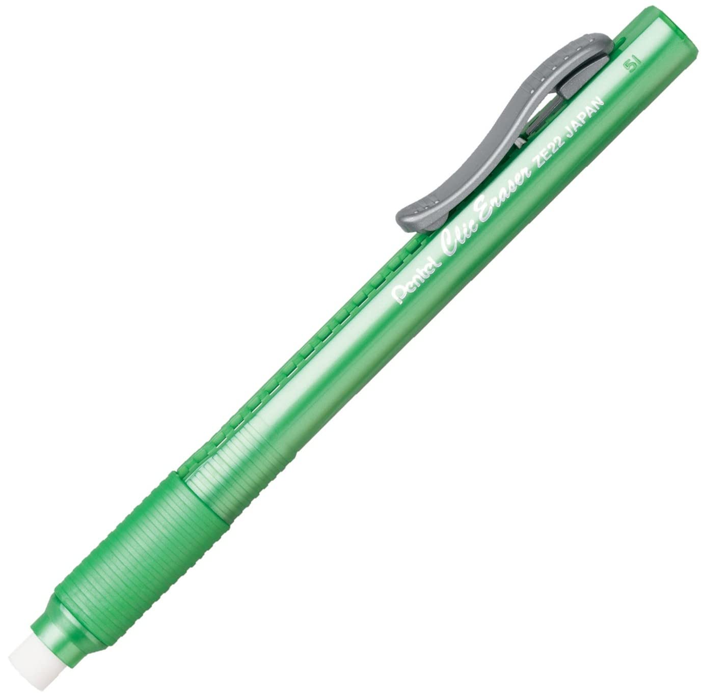 Pentel Clic Eraser, Retractable Eraser Pen Style Grip - Pack of 5 Assorted Colors with 3 Refills
