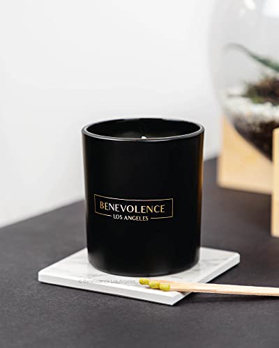Premium Oud Wood Hand Poured Scented Candles, 8 oz | 45 Hour Burn, Long Lasting, Highly Scented, All Natural Soy Candles | Relaxing Aromatherapy Candle with Matte Black Glass Gift Box