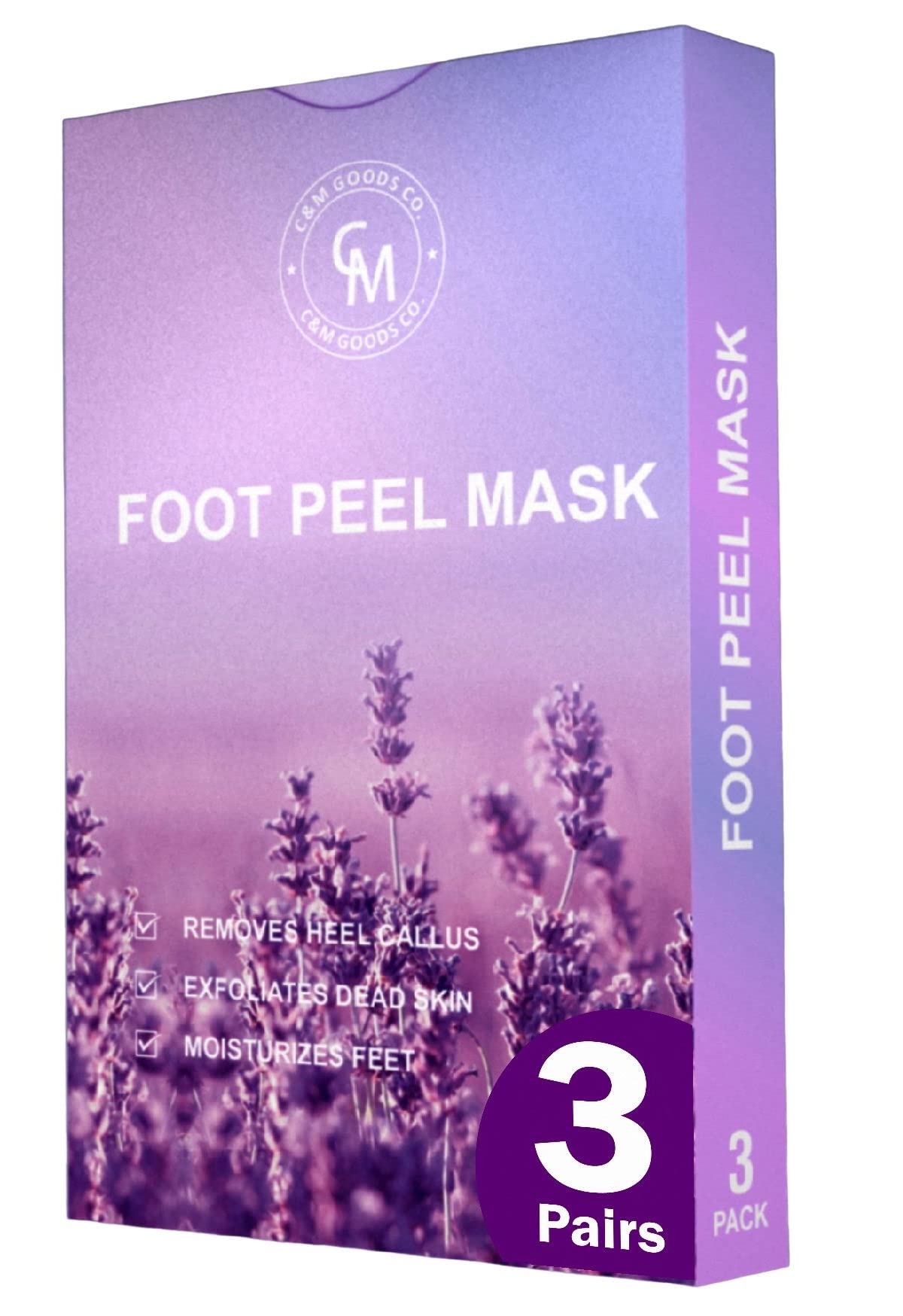 Foot Peel Mask by C&M Goods Co, Callus Remover for Feet 3 Pack of Foot Exfoliator Peeling Mask, Repairs Cracked Heels, Dead Skin, Baby Soft Smooth Touch Feet, Foot Callus Remover for Men and Women