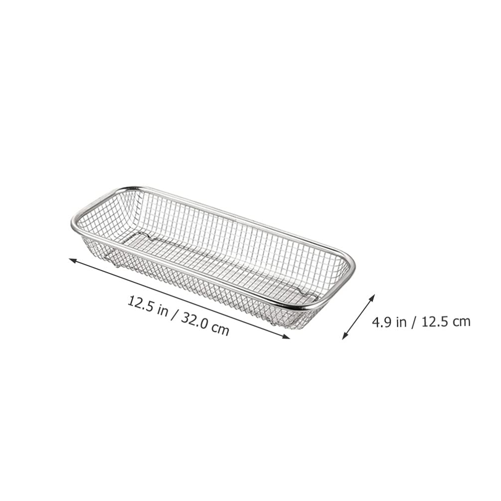 Cabilock Utensil Caddy Stainless Steel Cutlery Mesh Tray Utensils Silverware Kitchen Cabinet Drawer Organizer Tray Storage Basket for Kitchen Countertop Organization Silver Clear Silverware Organizer