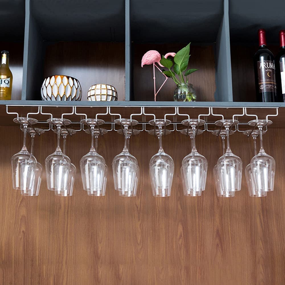 Wine Glass Rack, Under Cabinet Wine Glass Holder Stainless Steel Stemware Rack - Hanging Stemware Holder,Wine Bottle Holder for Cabinet Kitchen Bar (Size : 68.528cm(27.011.0in))