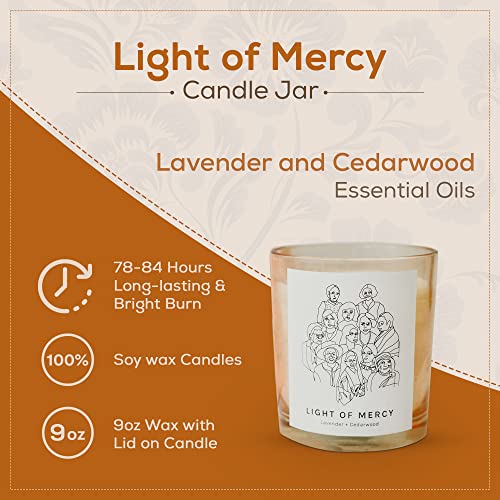 Blessed is She, Light of Mercy Candle, Lavender and Cedarwood Essential Oils, Candle in Glass, 74 - 80 Hours Long Burning Candle