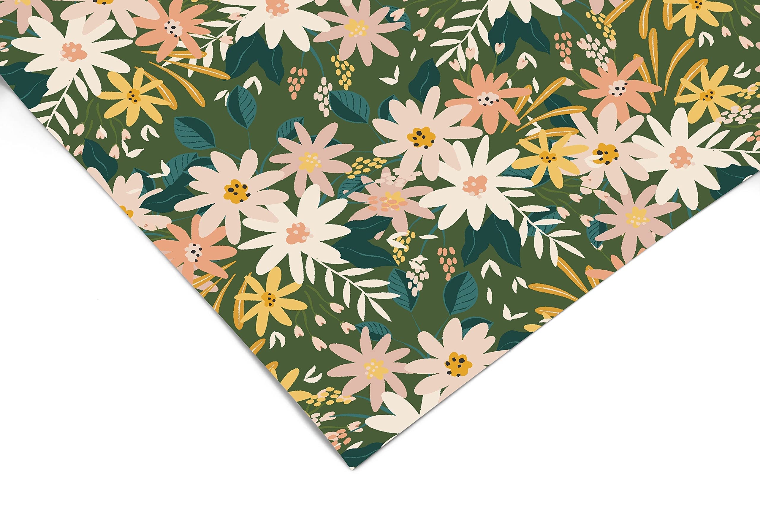 Green Floral Meadow Contact Paper | Shelf Liner | Drawer Liner | Peel and Stick Paper 666 18in x 72in (6ft)