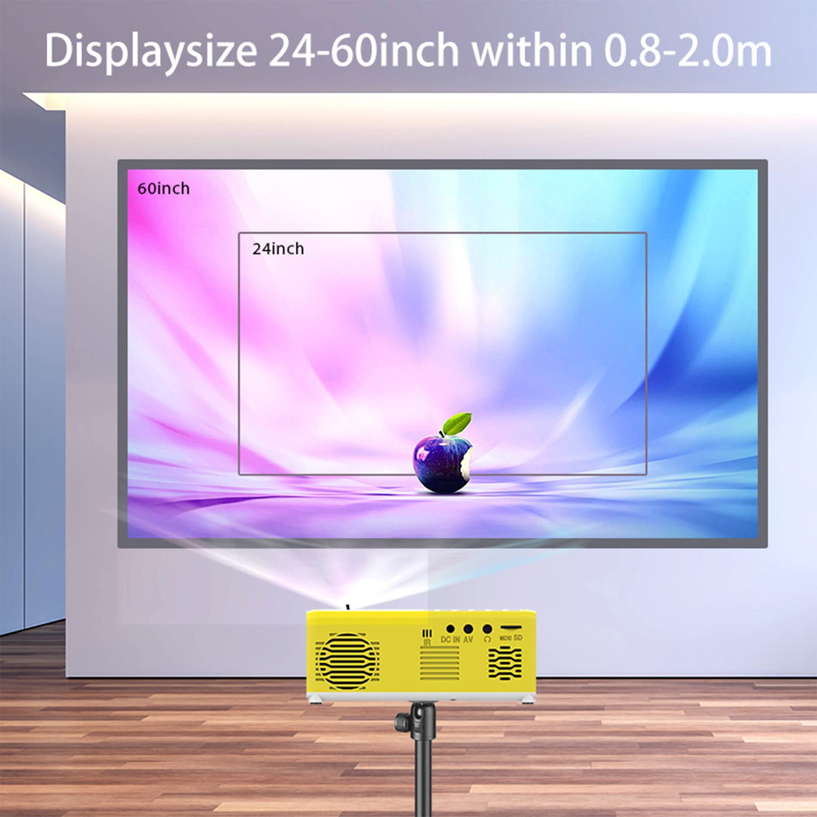 Mini Projector LED Portable Projector Supports Hd 1080p Outdoor Mobile Power Supply Camper Apartment Classroom Must Haves Electronics Tech Gadgets Birthday Gifts for Men Personalized Gifts