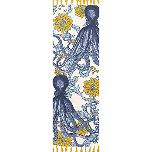 nuLOOM Thomas Paul Printed Flatweave Cotton Giant Octopus Runner Rug, 2' 8" x 6', Multi