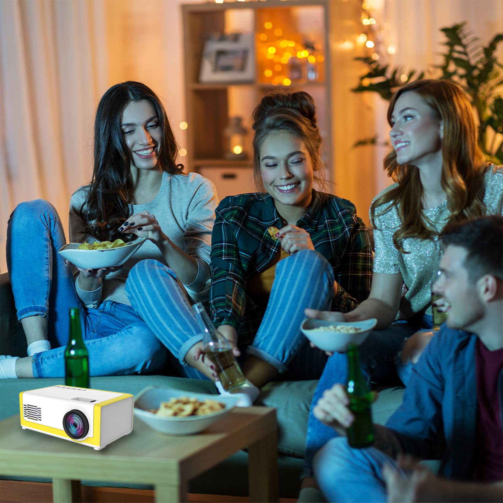 Mini Projector LED Portable Projector Supports Hd 1080p Outdoor Mobile Power Supply Camper Apartment Classroom Must Haves Electronics Tech Gadgets Birthday Gifts for Men Personalized Gifts