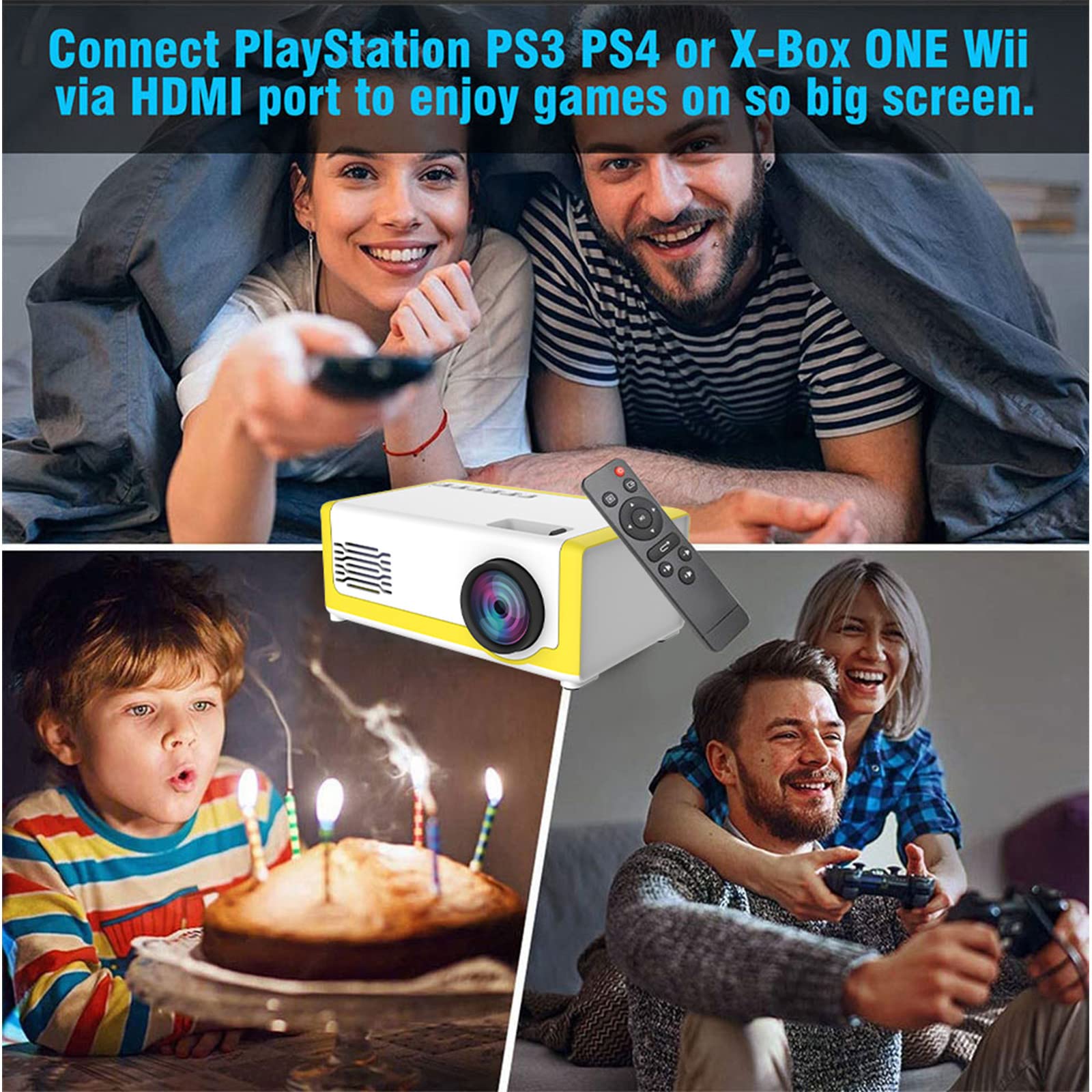 Mini Projector LED Portable Projector Supports Hd 1080p Outdoor Mobile Power Supply Camper Apartment Classroom Must Haves Electronics Tech Gadgets Birthday Gifts for Men Personalized Gifts