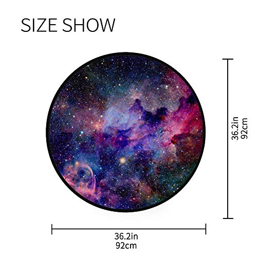 My Daily Colorful Galaxy Star and Nebula Universe Round Area Rug for Living Room Bedroom Kids Playing Rug Polyester Yoga Floor Mat 3' Diameter