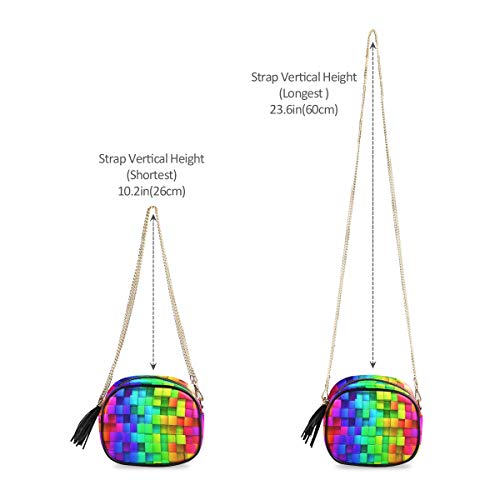 ALAZA Women's Rainbow of Colorful Boxes Cross Body Bag Chain Shoulder Handbag Purse with Tassel