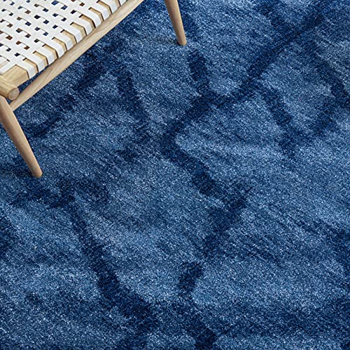 SAFAVIEH Retro Collection 3' x 5' Blue / Dark Blue RET2144 Modern Abstract Non-Shedding Living Room Bedroom Accent Rug