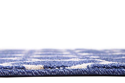 Unique Loom Trellis Collection Modern Morroccan Inspired with Lattice Design Area Rug, Runner 2' 0" x 6' 1", Dark Blue/Navy Blue