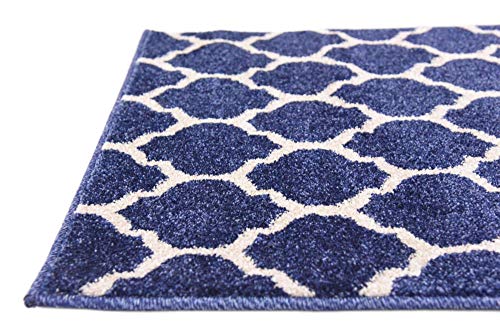 Unique Loom Trellis Collection Modern Morroccan Inspired with Lattice Design Area Rug, Runner 2' 0" x 6' 1", Dark Blue/Navy Blue