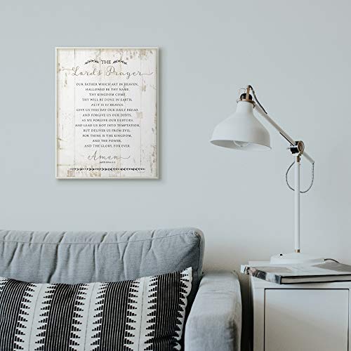 Stupell Industries The Lords Prayer Our Father Rustic Distressed White Wood Look Wall Plaque, 10 x 15, Design by Artist Jennifer Pugh