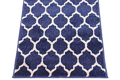 Unique Loom Trellis Collection Modern Morroccan Inspired with Lattice Design Area Rug, Runner 2' 0" x 6' 1", Dark Blue/Navy Blue