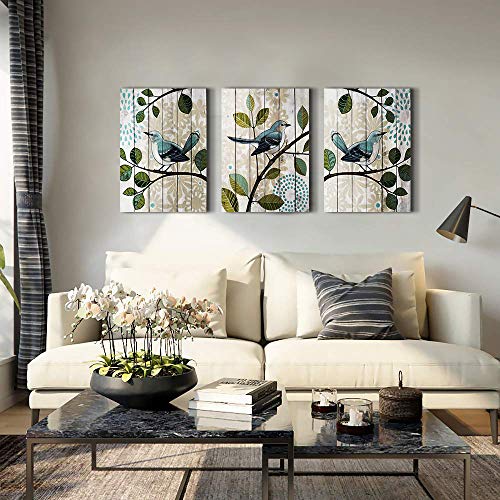 Bird On The Branch 3 Piece Abstract Canvas Wall Art For Living Room Wall Decor For Bedroom Kitchen Decorations Abstract Hang Posters Canvas Prints Artwork Modern Framed Bathroom Home Decoration