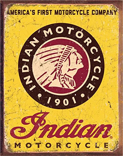 Desperate Enterprises Indian Motorcycle Since 1901 Tin Sign - Nostalgic Vintage Metal Wall Dรฉcor - Made in USA