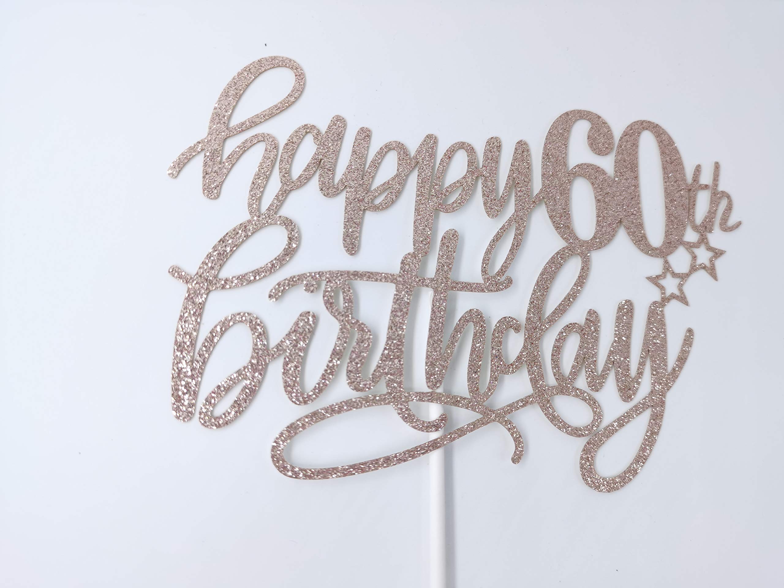 Happy 60th Birthday Cake Topper Rose Gold Glitter, 60th Anniversary Cake Topper 60 Birthday Cake Topper Rose Gold 60th Birthday Cake Decorations for Women