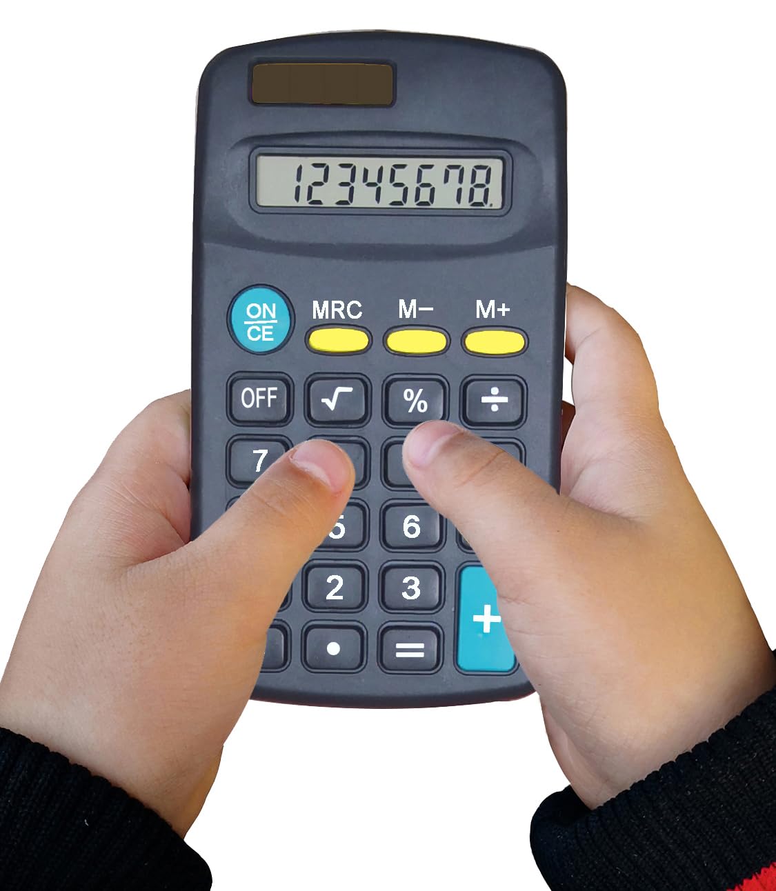 Basic Calculator Dual Power 8 Digit Desktop Calculator (Black,Set of 5)
