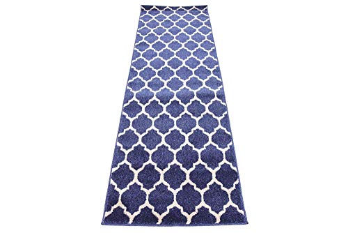 Unique Loom Trellis Collection Modern Morroccan Inspired with Lattice Design Area Rug, Runner 2' 0" x 6' 1", Dark Blue/Navy Blue