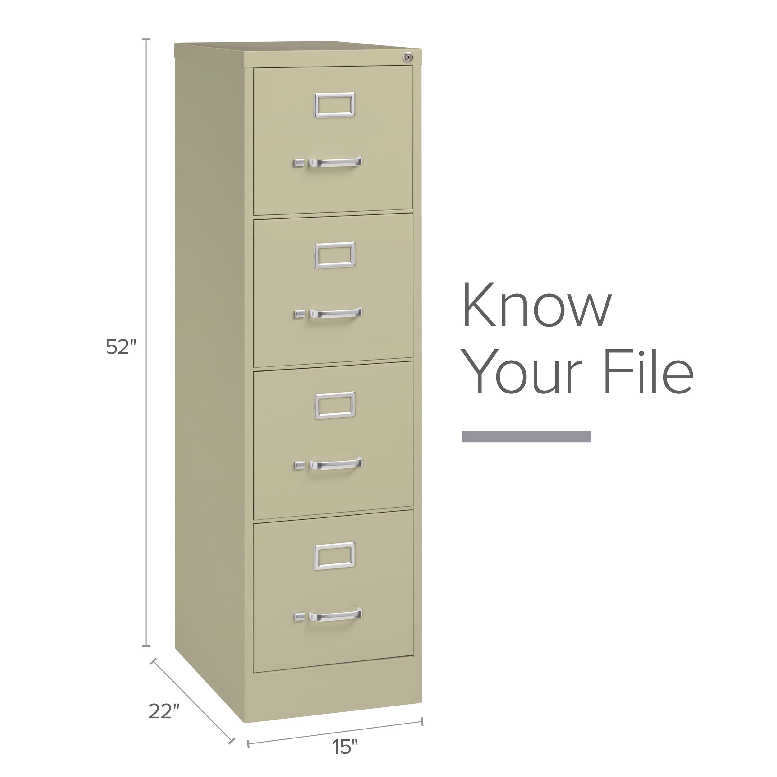 Hirsh Industries 22" Deep Vertical File Cabinet 4-Drawer Letter Size Putty, 17891